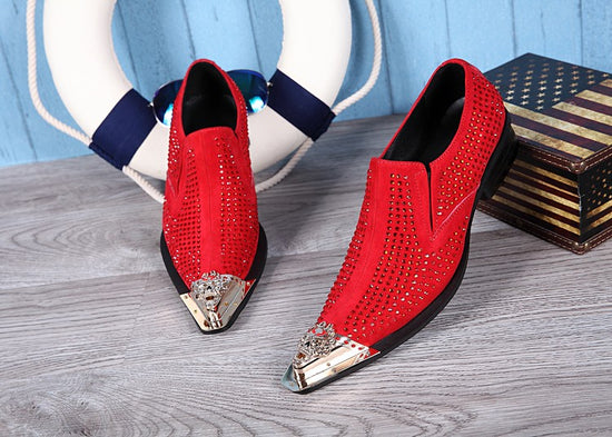Rhinestone Men Party Leather Shoes Wedding Prom Dress Shoes Male Point ...