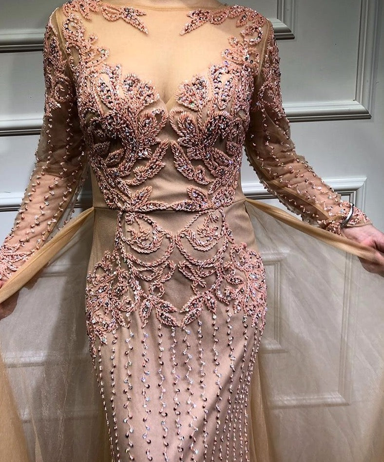 Muslim Mermaid long Sleeves Evening Dresses Beading Sequins Luxury Spa ...