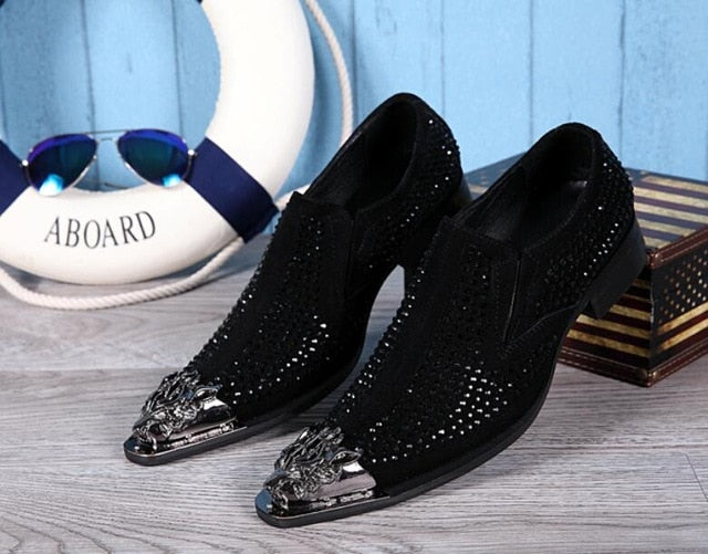 Rhinestone Men Party Leather Shoes Wedding Prom Dress Shoes Male Point ...