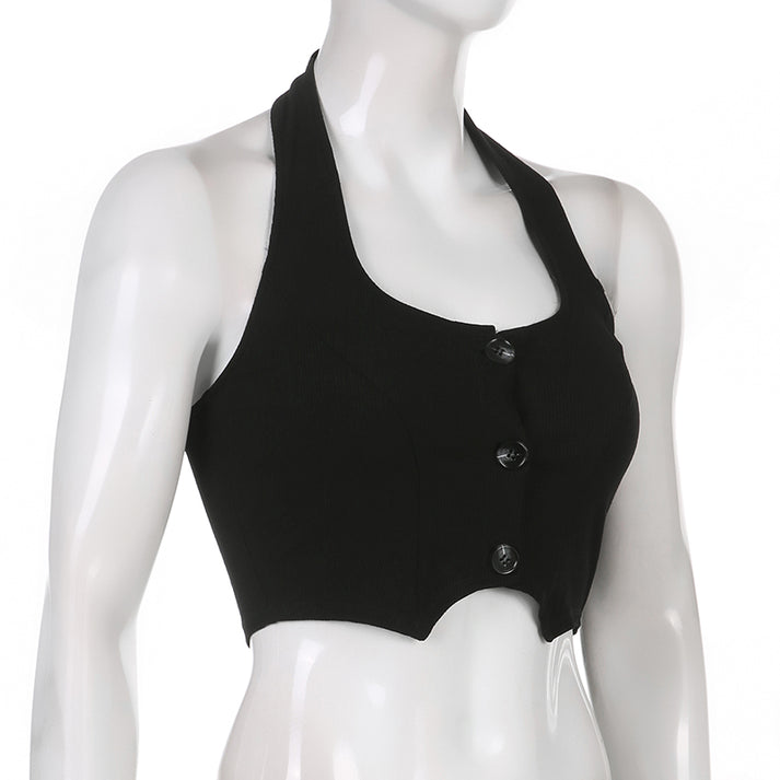 Sexy Backless Camisole Women Aesthetic Halter Crop Top – LiveTrendsX