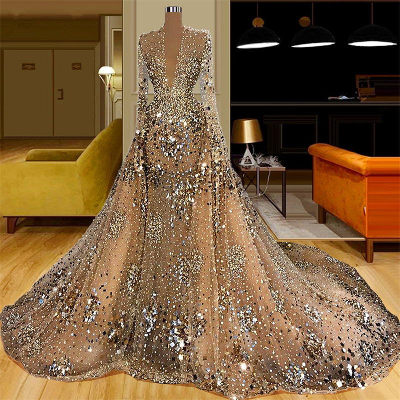 Pearls Sparking Bling Bling Evening Dress – LiveTrendsX