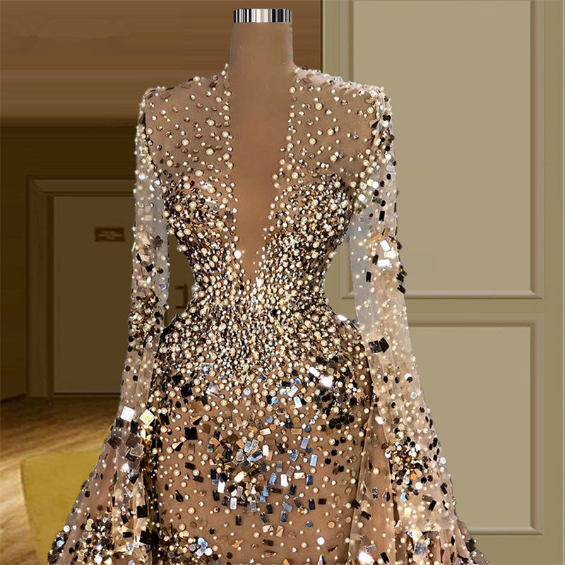 Pearls Sparking Bling Bling Evening Dress – LiveTrendsX